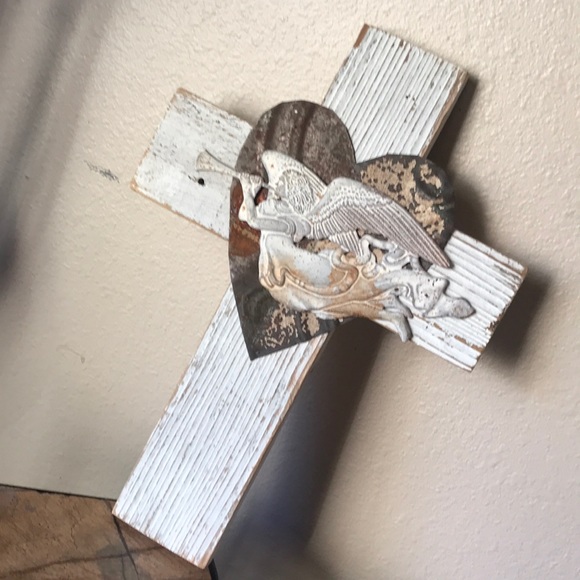 Wall Decor | Primitive Chic Cross Wheart Trumpet Angel 13 | Poshmark